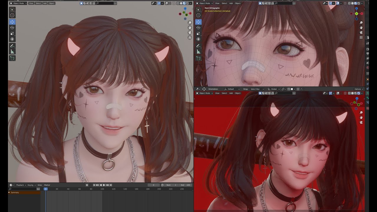 Blender - Cute Girl modeling - Full process by Flycat