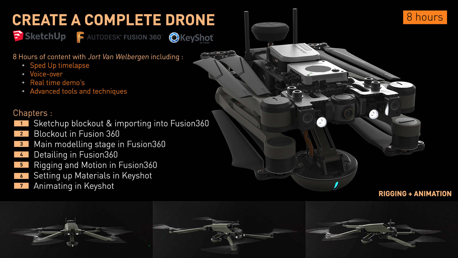 Fusion 360 Hard Surface Tutorial (Create a Drone) - Jort Van Welbergen