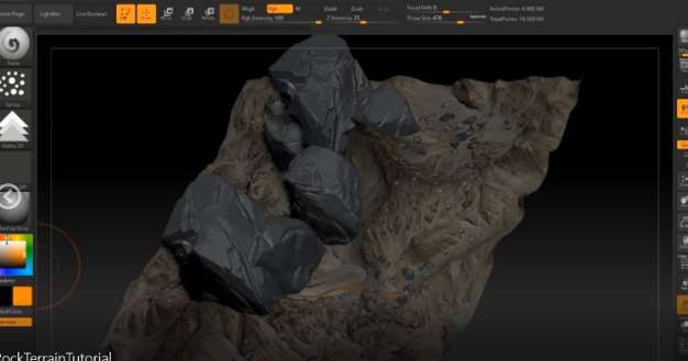 Terrain Tile Texture and Rock Game Asset Sculpting Tutorial