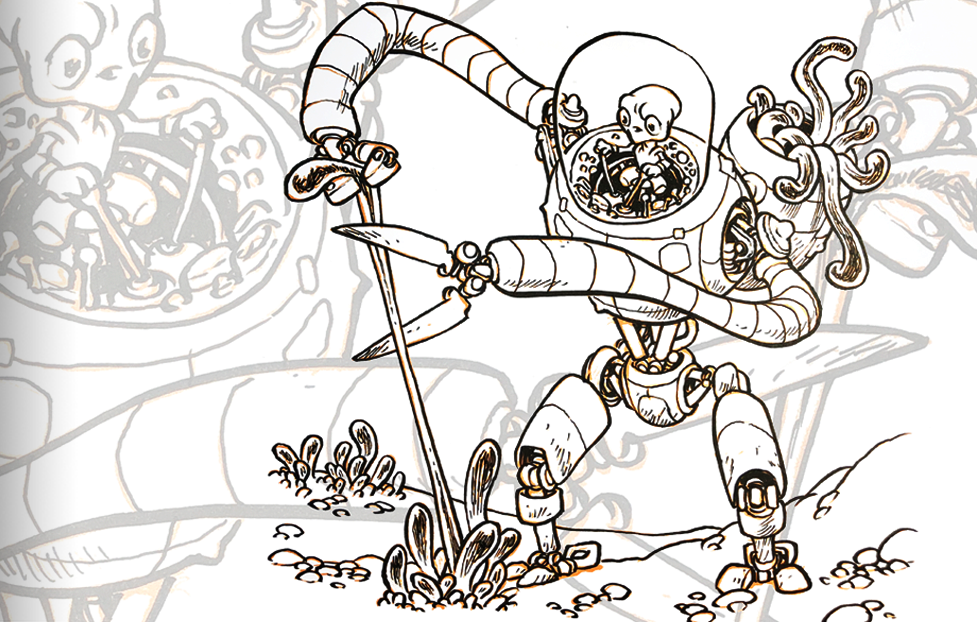 Inking Tutorial 2 - Alien Harvester by Jake Parker (Inktober)