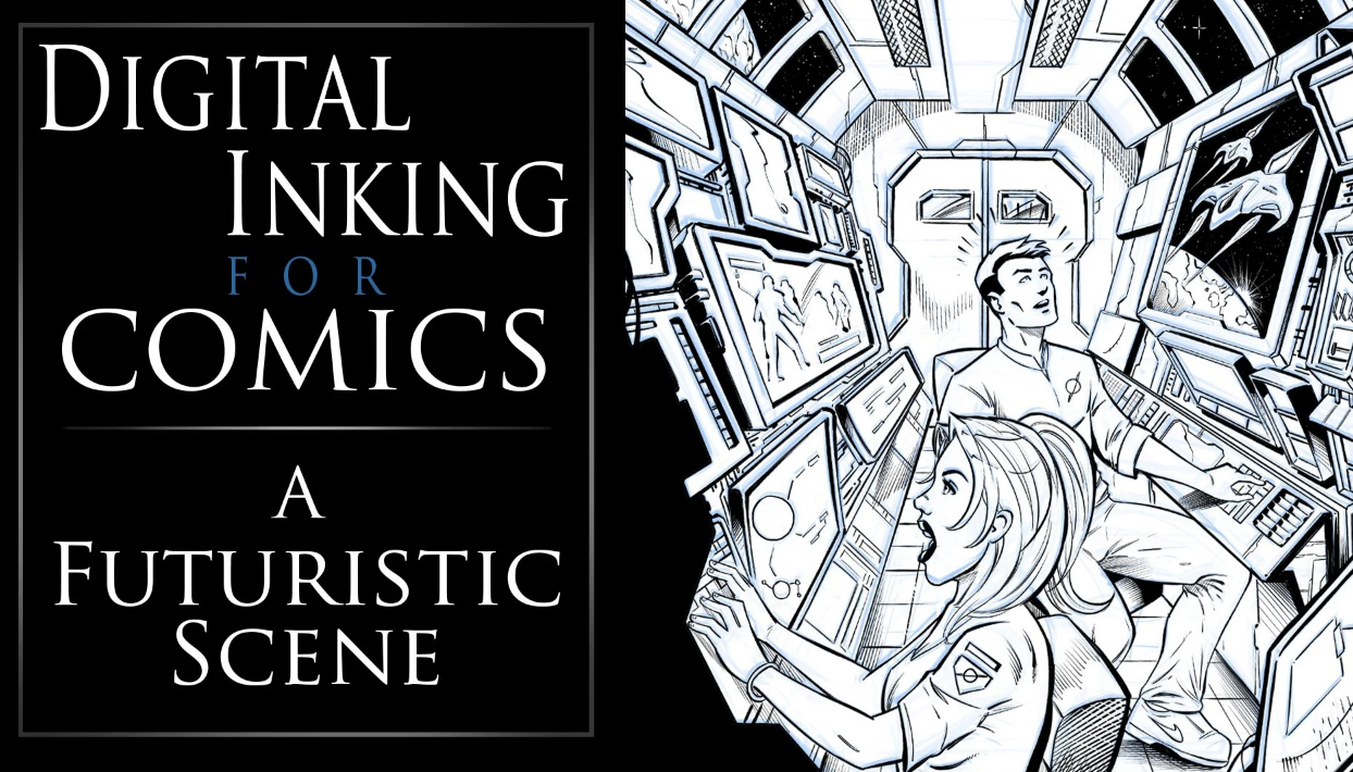 Digital Inking for Comics - A Futuristic Scene