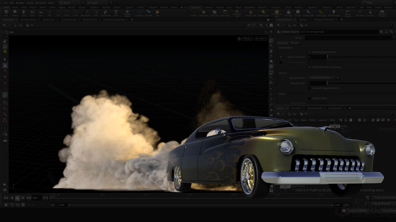 Creating Tire Smoke FX in Houdini by Eric Mancha